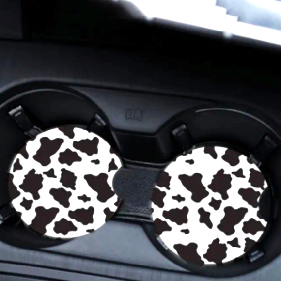 Dining | New 2 Piece Set Cow Print Car Coasters | Poshmark